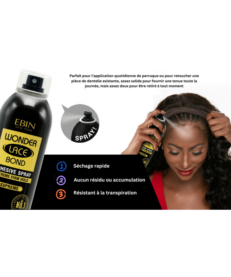 EBIN WONDER LACE BOND ADHESIVE SPRAY - Adhérence durable pour perruques et tissages lace ...